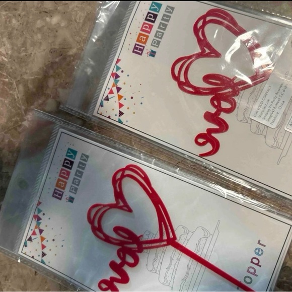 Party Supplies | 3 Pieces Cake Red Topper Decor Love And Heart | Poshmark